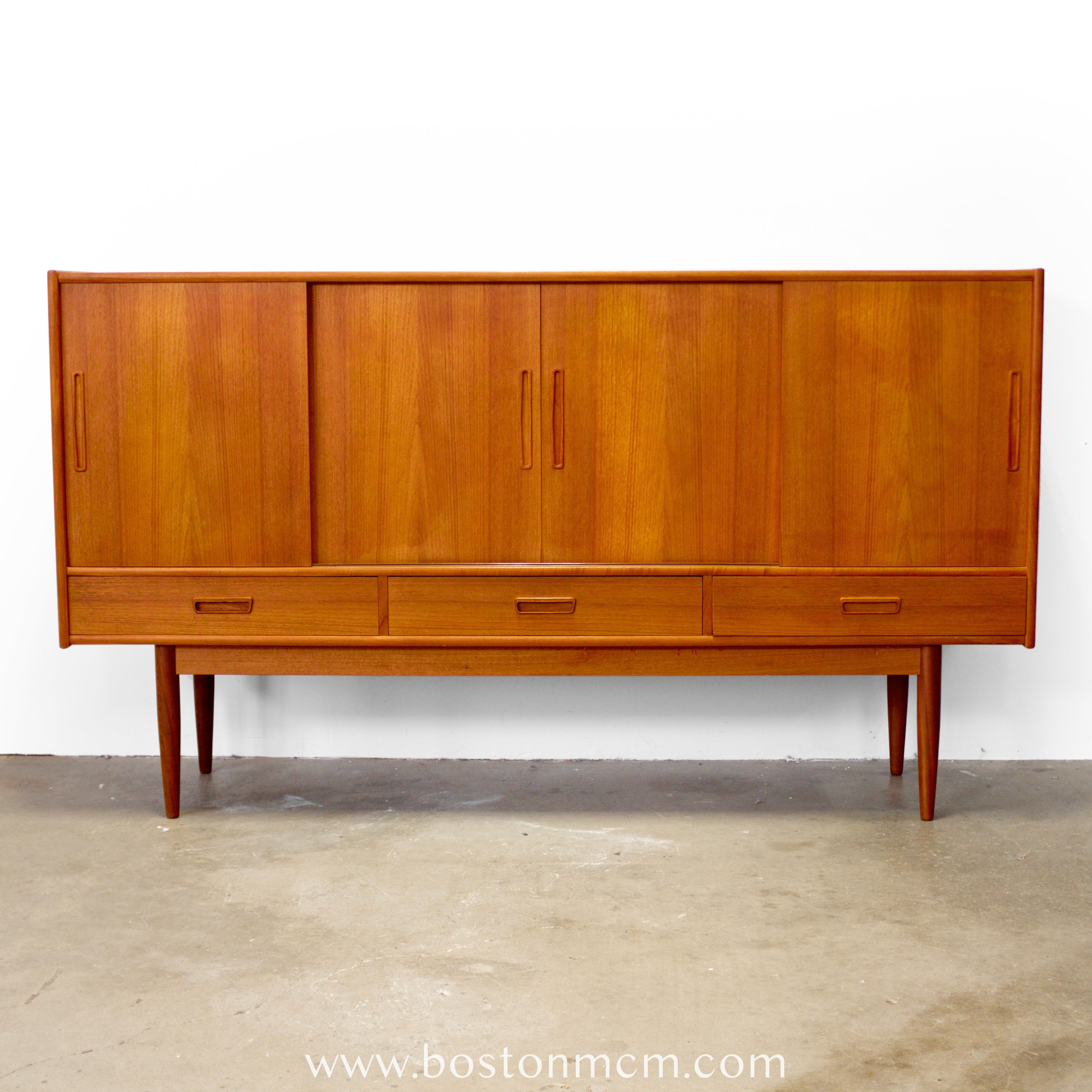 Danish Teak Tall Sideboard / Highboard - #A1804 – Boston Mid Century Modern