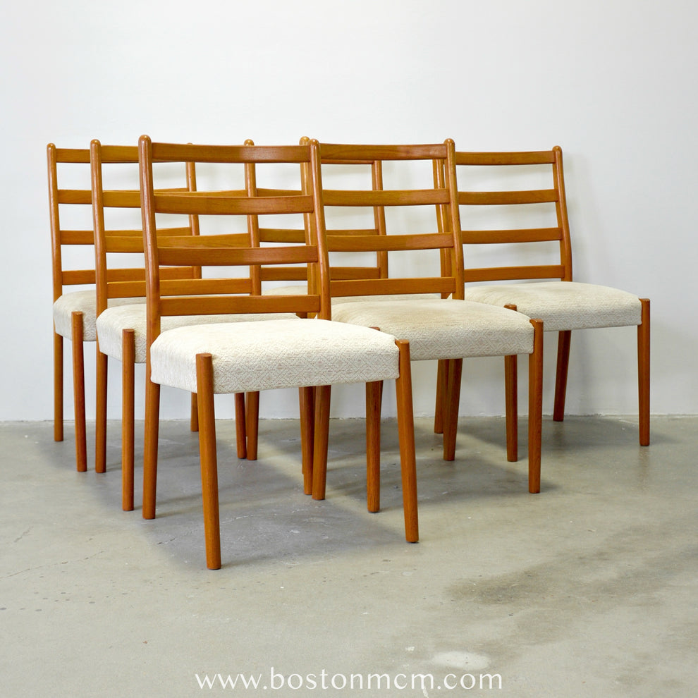 Danish Teak Ladder Back Set of 6 Dining Chairs - #A43 – Boston Mid ...