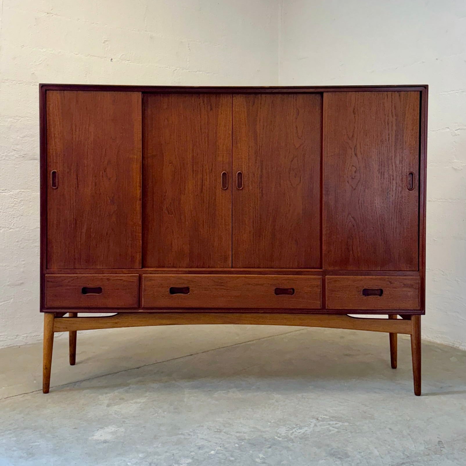 Danish Teak Tall Sideboard / Highboard - #A1724 – Boston Mid Century Modern