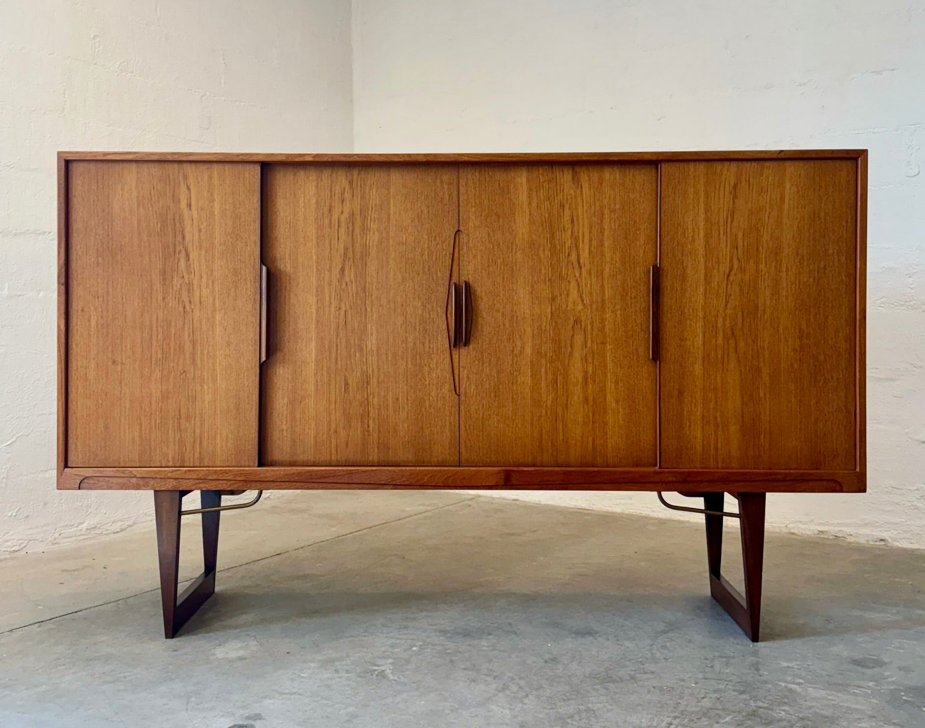 Danish Teak Tall Sideboard / Highboard - #A1735 – Boston Mid Century Modern